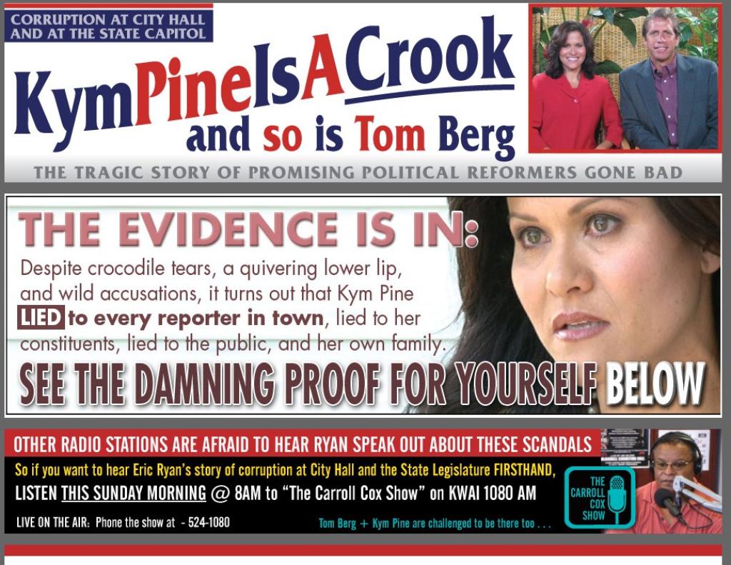 Kym Pine, Eric Ryan and a Curious Check for $3,150 - Honolulu Civil Beat