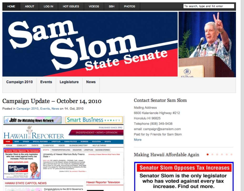 News Flash: Sam Slom Endorses Sam Slom - Honolulu Civil Beat