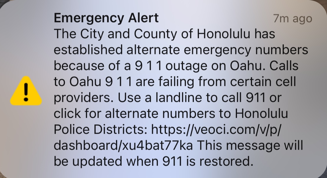 911 Outage Complicated By Failure Of Backup System, Honolulu Police Say ...